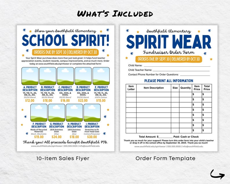 Editable Spirit Wear Order Form Template: PTA PTO Fundraiser (canva PDF ...