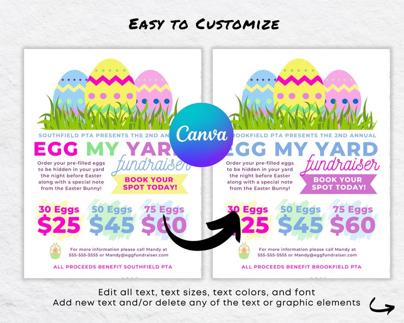 DIY Egg My Yard Flyer Template: Editable Easter Fundraiser PTO ...