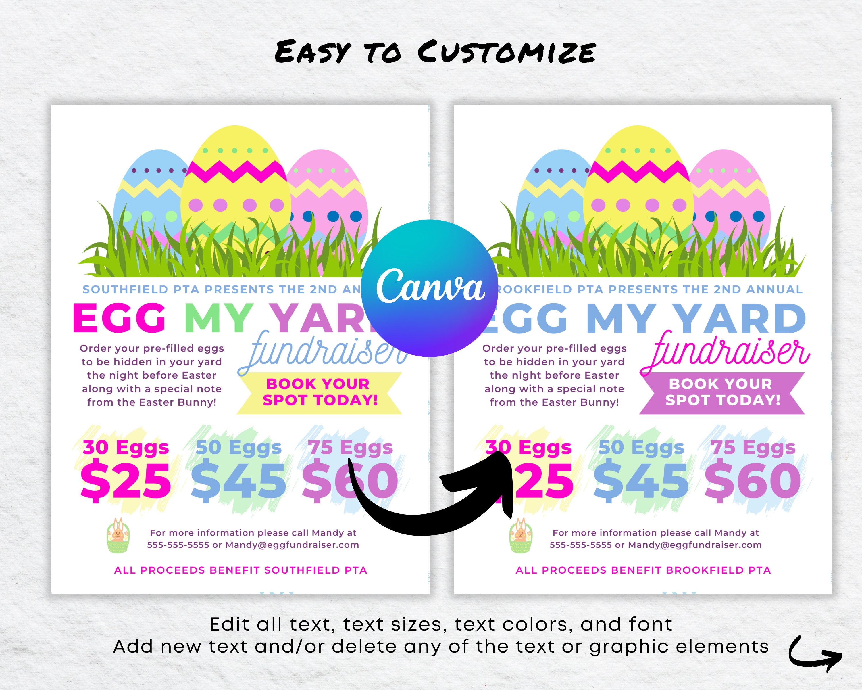 Editable Egg My Yard Flyer: Easter Fundraiser Invite (canva, Digital ...