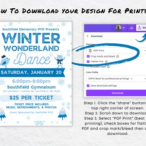 Editable Winter Wonderland School Dance Party Flyer Canva Template - Etsy