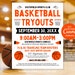 Editable Basketball Tryout Flyer Template, Youth Sports Registration ...
