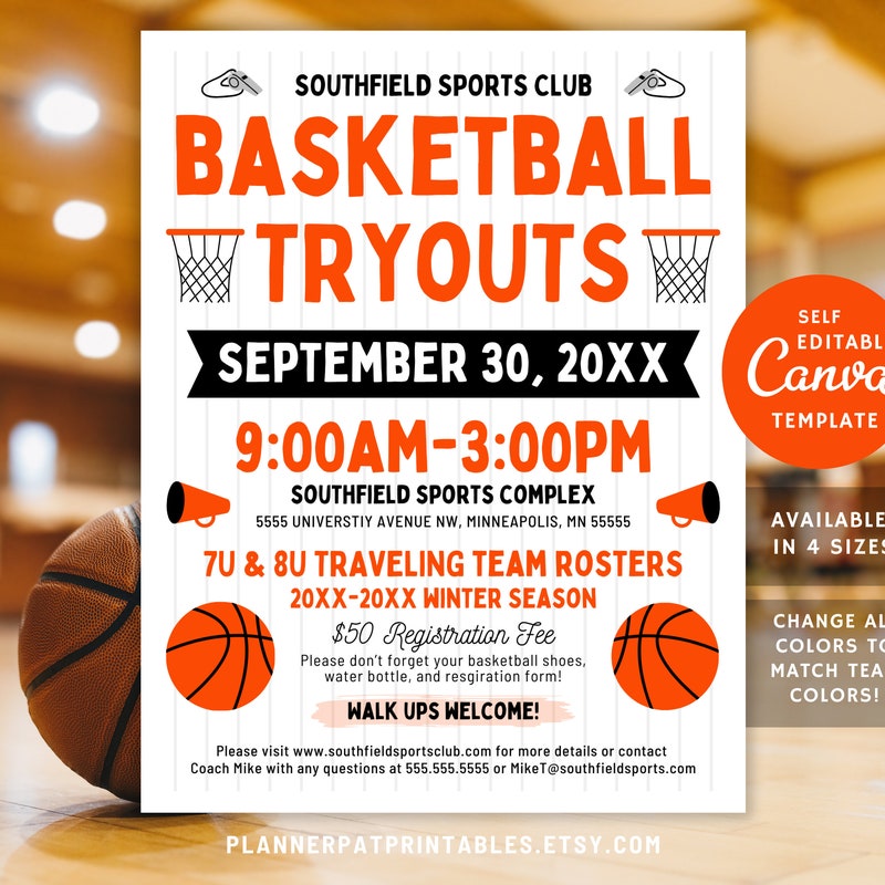 Basketball Team Sign Up - Etsy