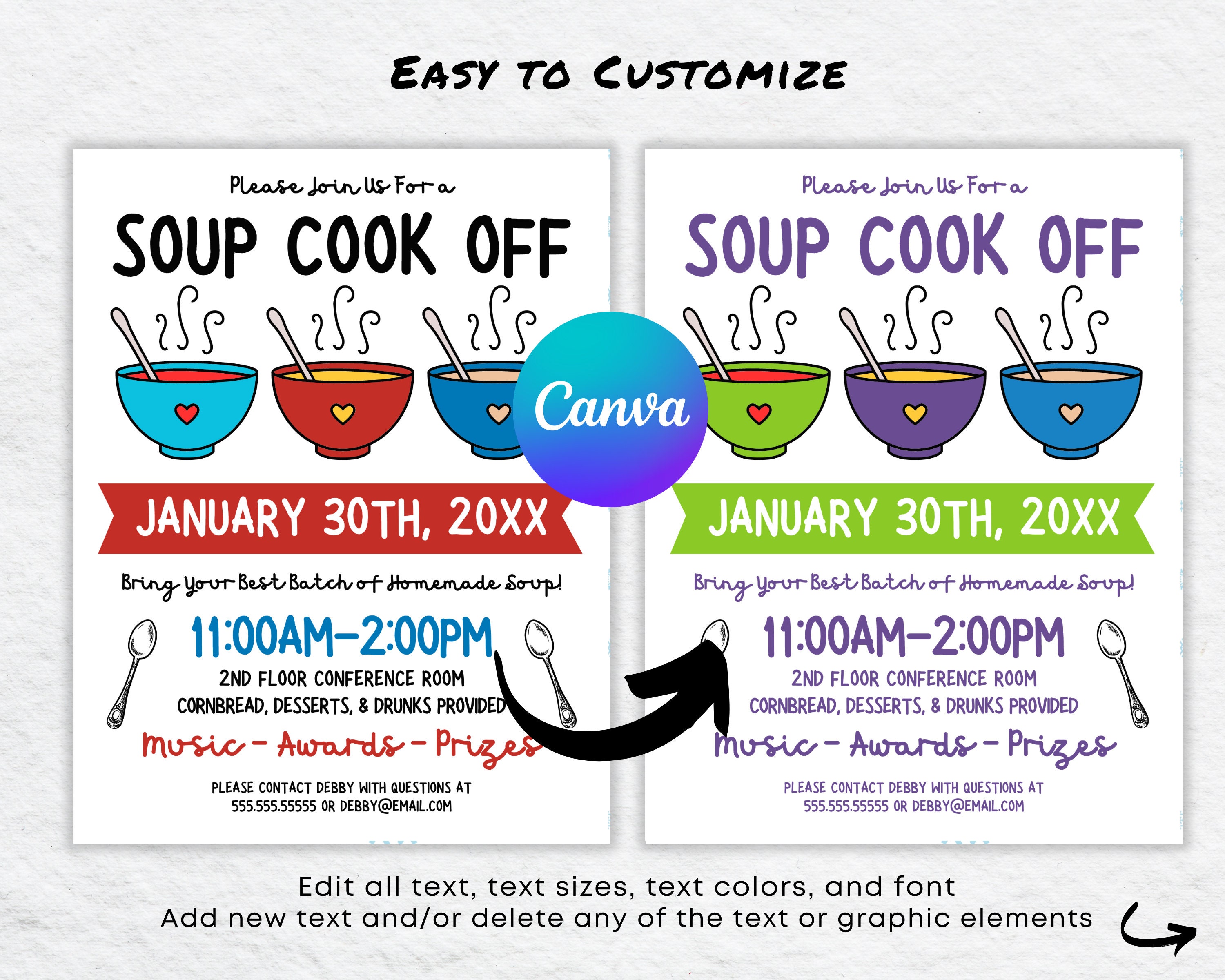Soup Cook off Flyer Template: Editable Office Competition Poster (canva ...