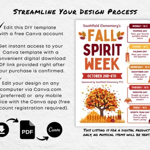 Editable Fall Dress up Days Flyer Canva Template: Printable Itinerary ...