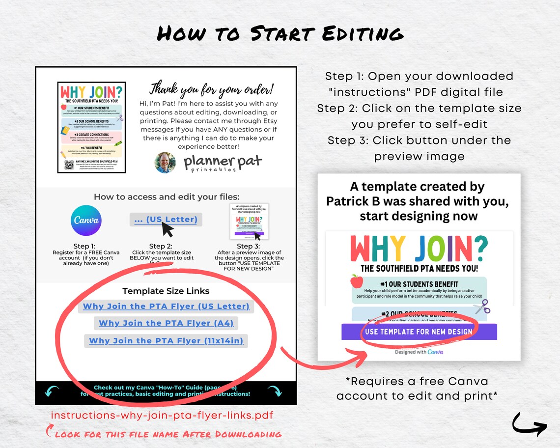 Editable PTA PTO Flyer Template: Why Join Volunteer Recruitment Poster ...
