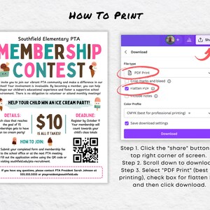 Editable PTA Membership Contest Flyer: Canva Template, School ...