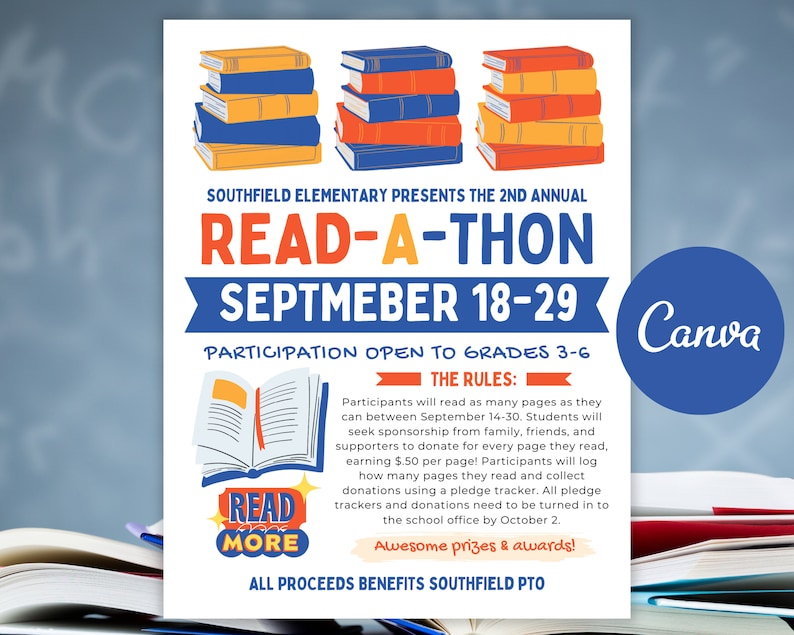 Read-a-thon Flyer Editable Template for Reading Literacy - Etsy