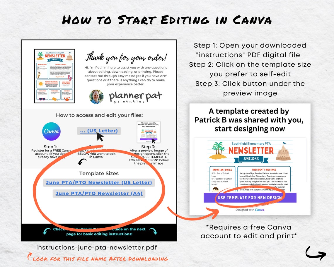 Editable June Newsletter Template: Summer PTO PTA School News (digital ...