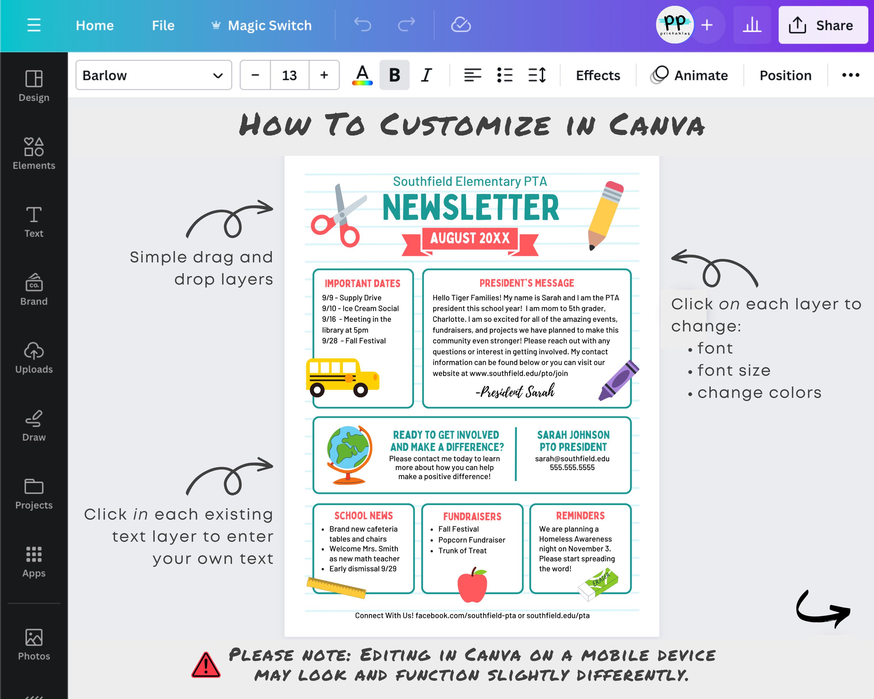 Editable School Communication Templates Bundle | 12 Canva Newsletters ...