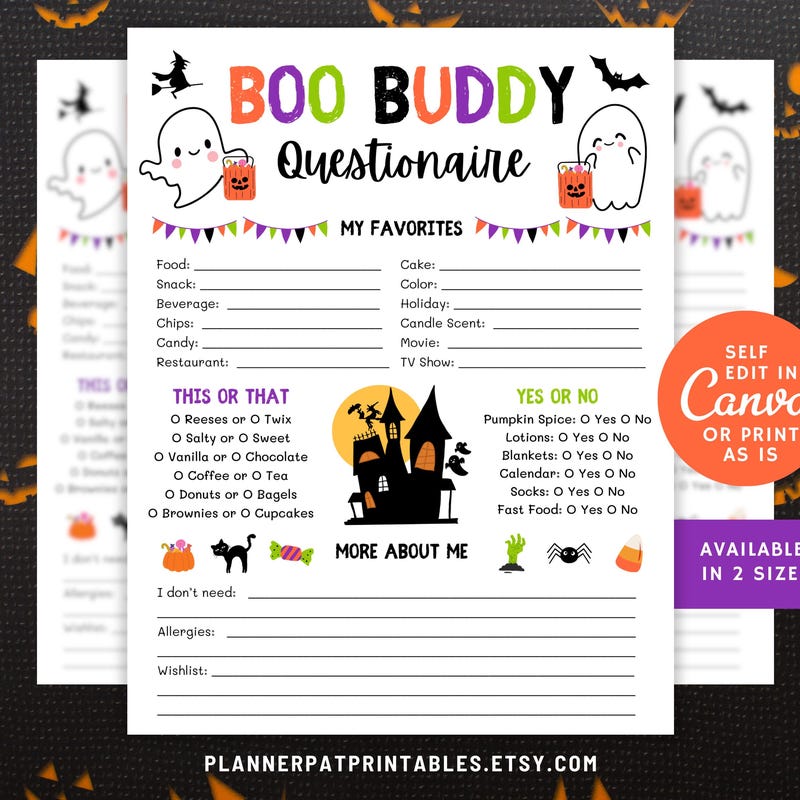 Boo Basket Questionnaire - Etsy