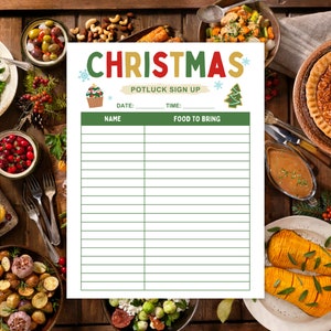 Christmas Potluck Sign up Sheet Printable, Holiday Party, Canva - Etsy