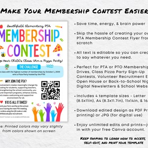 Editable PTA Membership Contest Flyer Template | Canva PTO Recruitment ...