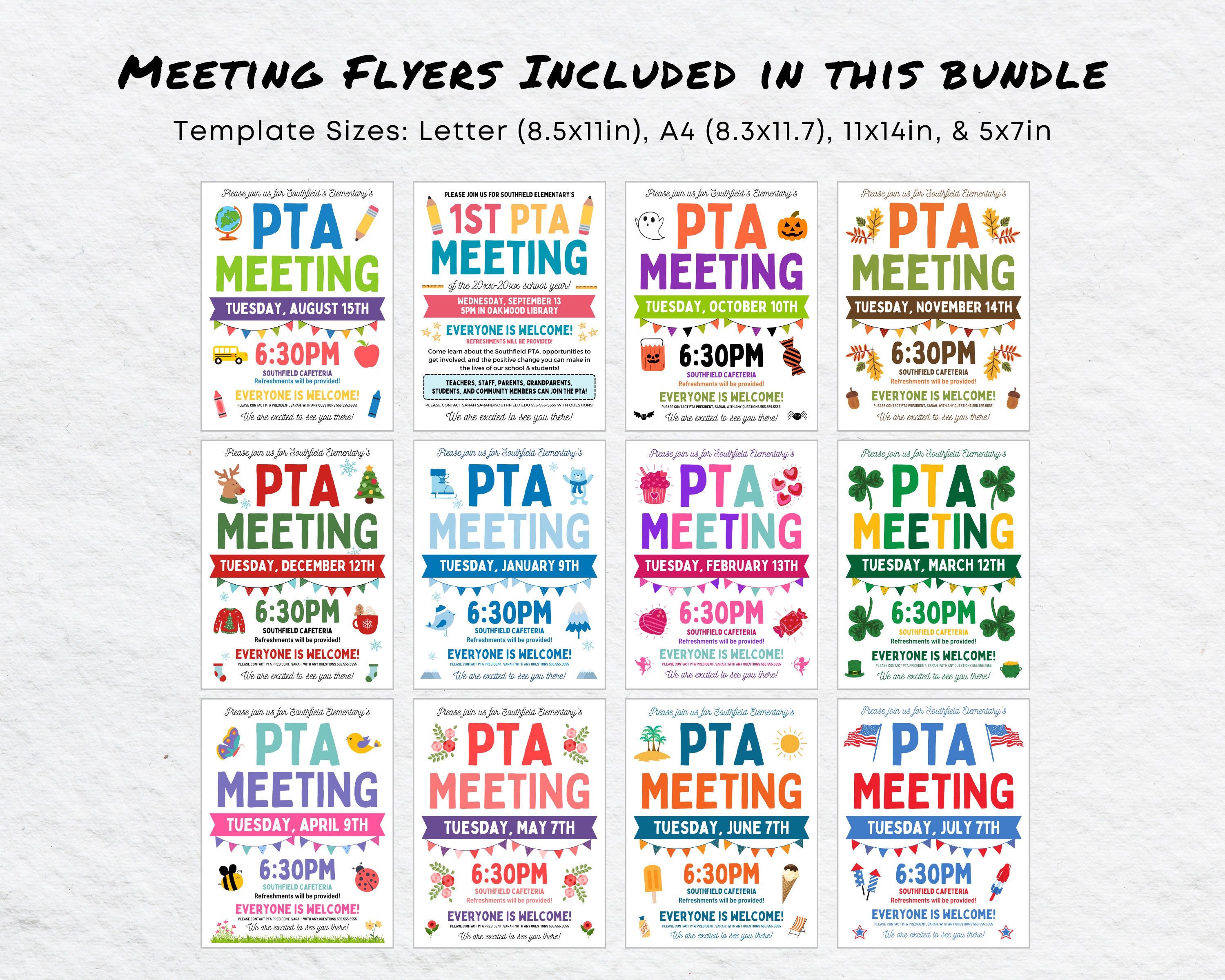 PTO PTA Flyer Templates Bundle: Editable School Recruitment, Membership ...