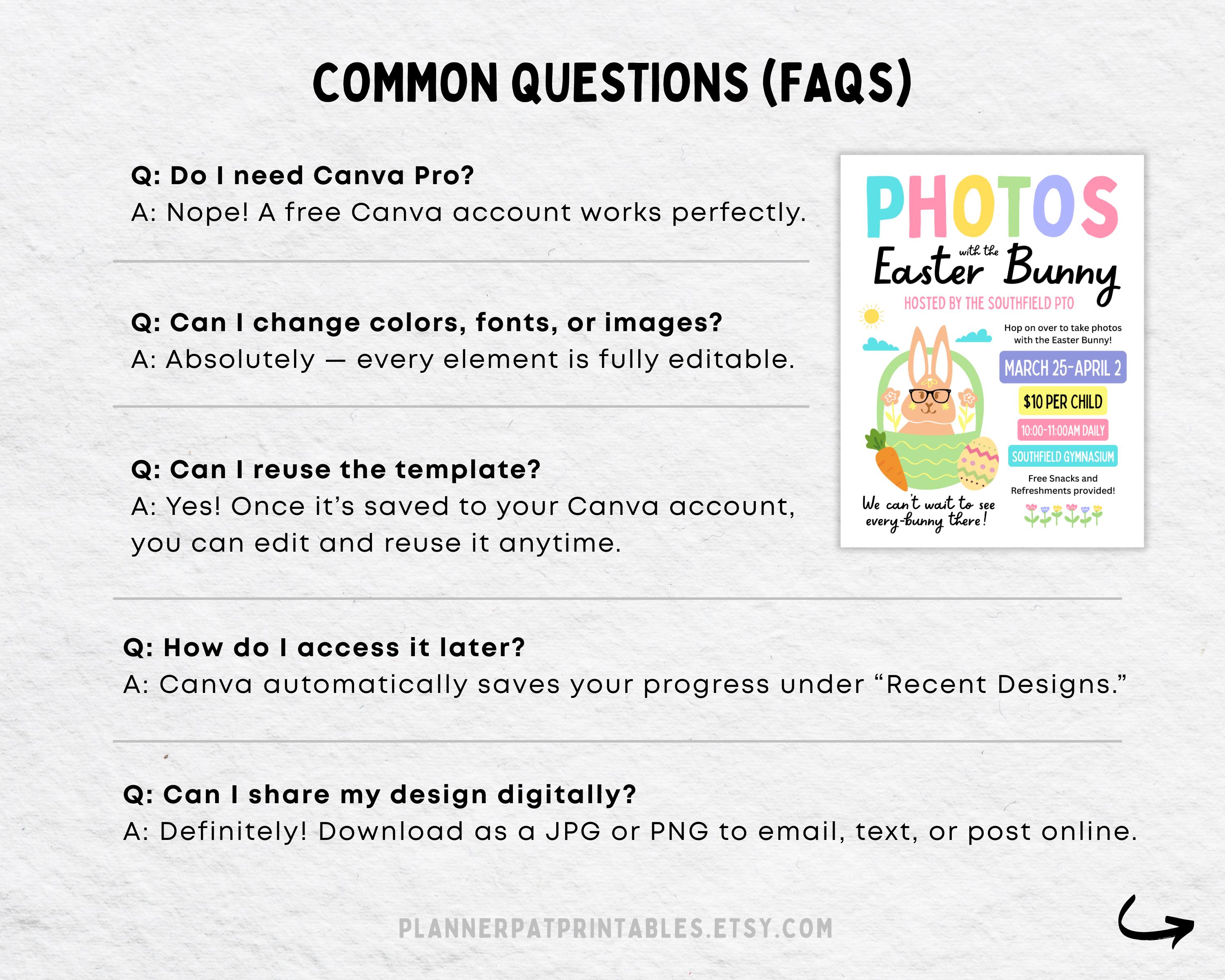 Photos With the Easter Bunny Flyer Template | Editable School ...