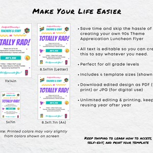 Editable 90s Theme Appreciation Flyer, Teacher Luncheon Invite, Canva ...