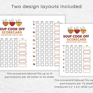 Fall Soup Cook off Scorecard Printable for Soup Competition, Editable ...