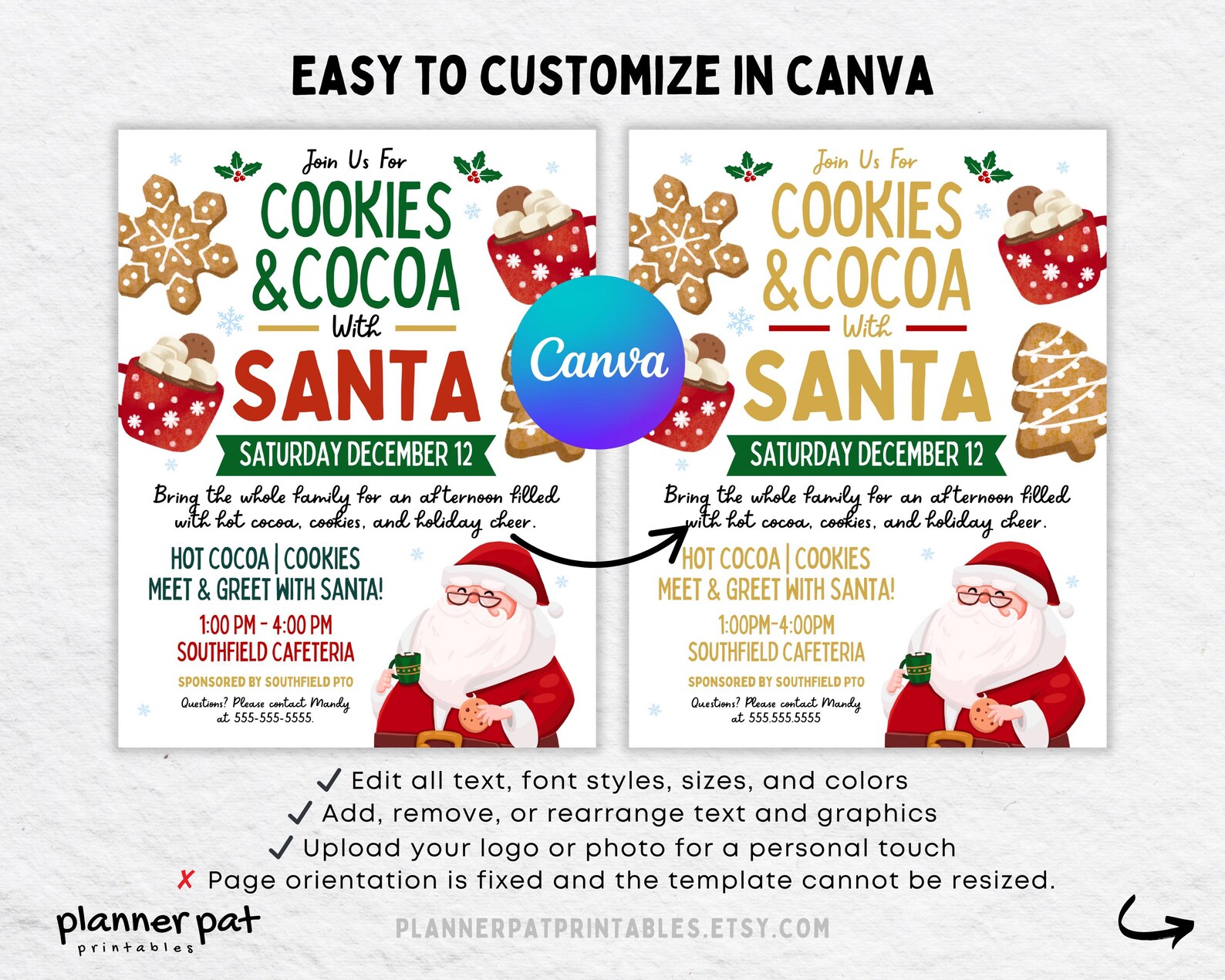 Cookies and Cocoa With Santa Flyer: Editable Christmas Party Invitation ...