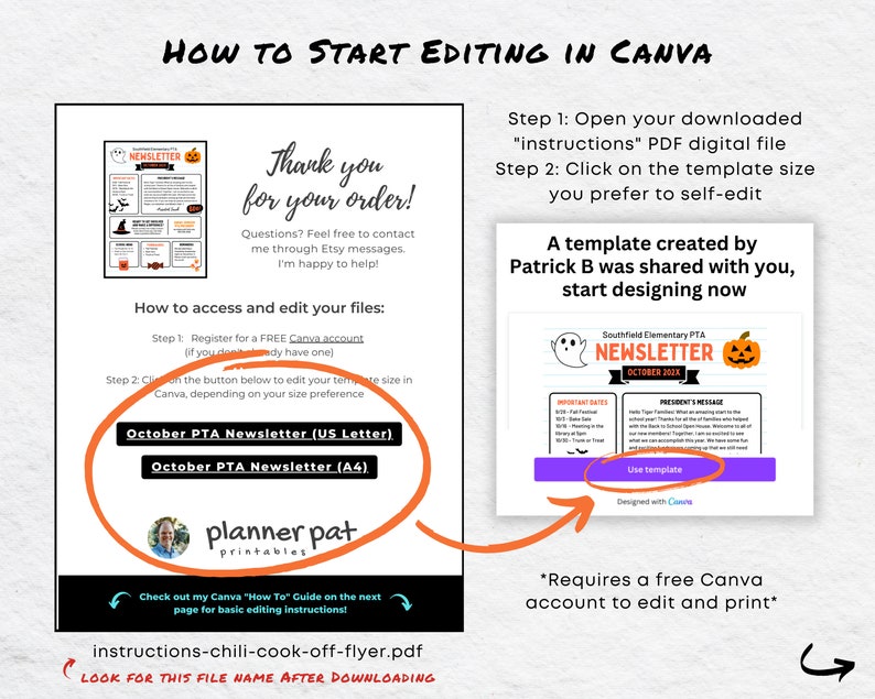 Editable October PTA Newsletter Template: Fall Halloween News (canva ...