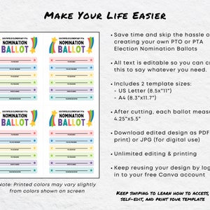 Editable PTO PTA Elections Ballot Template, Board Member Nomination ...