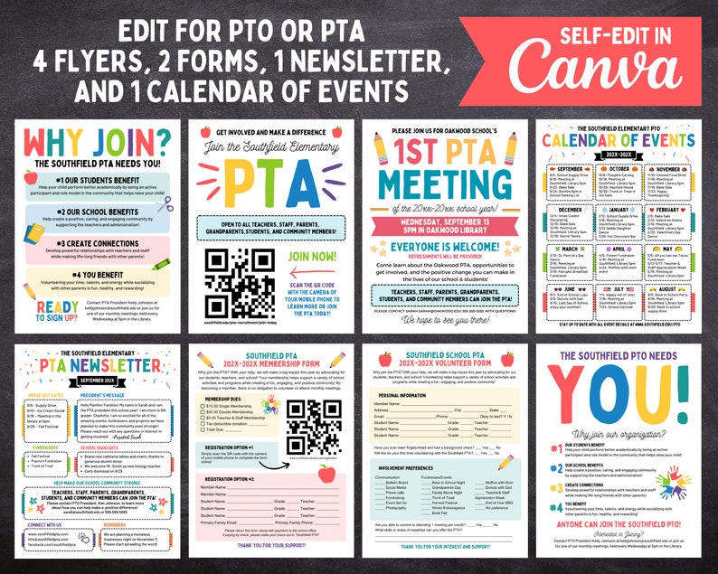 Editable PTO PTA Flyer Templates: School Recruitment Bundle (digital ...