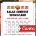 Editable Salsa Contest Scorecard Template | Tasting Judging Sheet ...