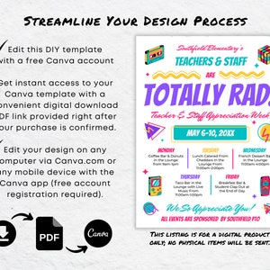 Editable 80s 90s Theme Teacher Appreciation Flyer: Retro Itinerary ...