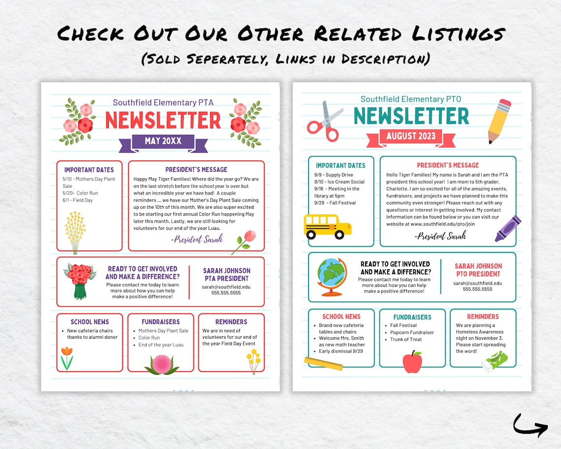 Editable June Newsletter Template: Summer PTO PTA School News (digital ...