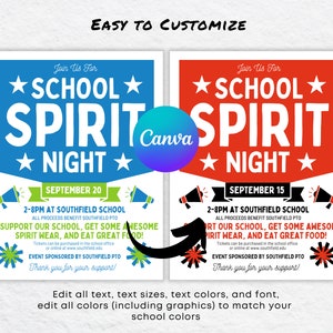 Editable School Spirit Night Flyer | Canva Fundraiser Invitation ...