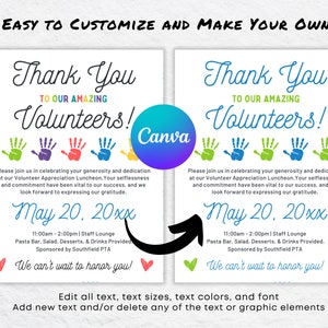 Editable Volunteer Appreciation Invitation, End of Year Luncheon, Canva ...