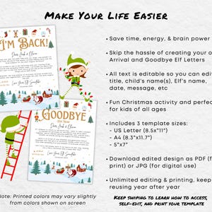 Editable Elf Letters Printable Bundle, Christmas Elf I'm Back & Goodbye ...