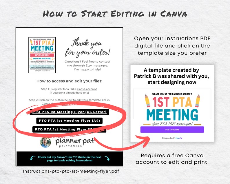 PTO PTA Meeting Flyer Editable Template for Back to School 1st - Etsy UK