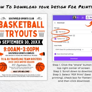 Editable Basketball Tryout Flyer Template, Youth Sports Registration ...