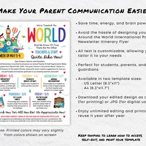 Around the World Teacher Appreciation Newsletter: Travel Itinerary ...