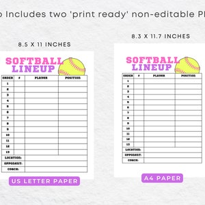 Editable Softball Line up Roster and Batting Order DIY Canva Template ...