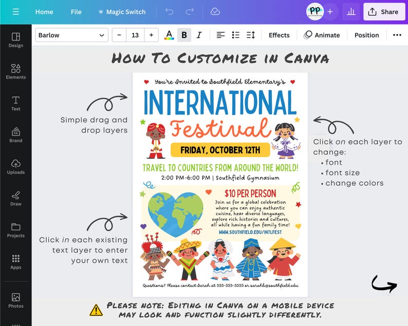 International School Festival Flyer: Multicultural Fair Invitation ...