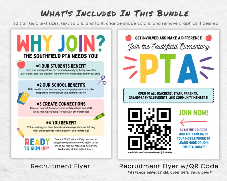 Editable PTA Flyer Bundle: School PTO Recruitment Posters (canva ...