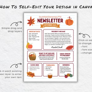Editable PTA PTO September Newsletter Template Printable, Edit in Canva ...