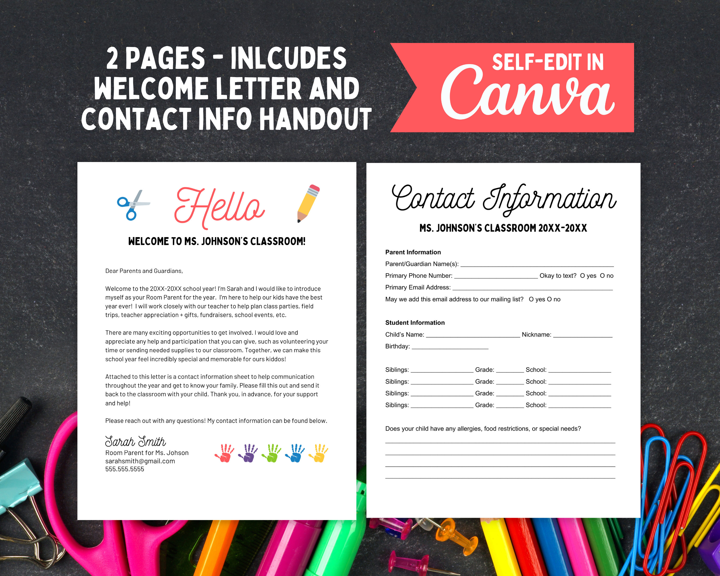 Editable Room Parent Welcome Letter Template Parent - Etsy UK