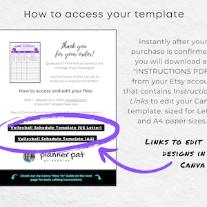 Editable Volleyball Schedule - Sports Practice & Game Calendar (canva ...