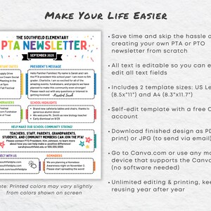 PTA Calendar of Events Flyer Editable Template for PTO Monthly Event ...