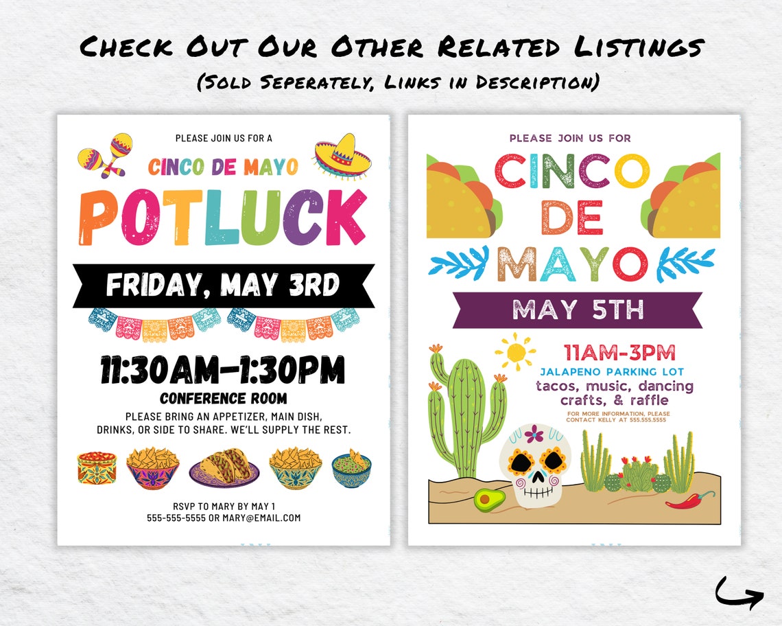 Cinco De Mayo Potluck Sign up Sheet for Taco Fiesta Potluck Party ...