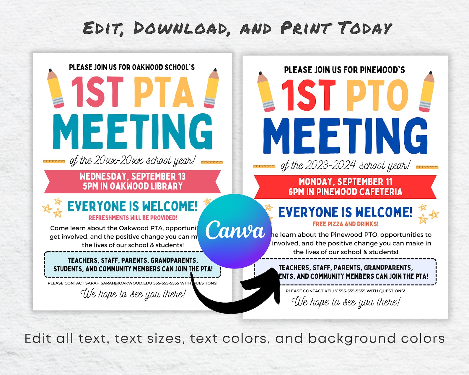 Editable PTO PTA Meeting Flyer Template | School Event Invitation ...
