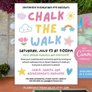Chalk the Walk Flyer Template: Sidewalk Art Event, Editable Canva Sign ...