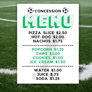 DIY Soccer Concession Stand Menu Price Sheet Canva Editable Template - Etsy