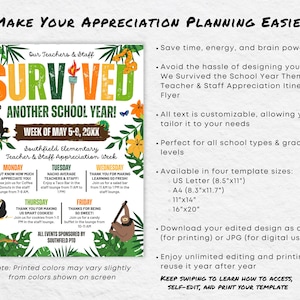 Editable Jungle Teacher Appreciation Week Itinerary Flyer (canva ...