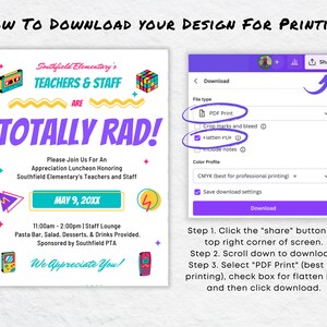 Editable 90s Theme Appreciation Flyer, Teacher Luncheon Invite, Canva ...