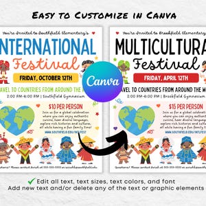 Editable International School Festival Flyer Canva Template ...