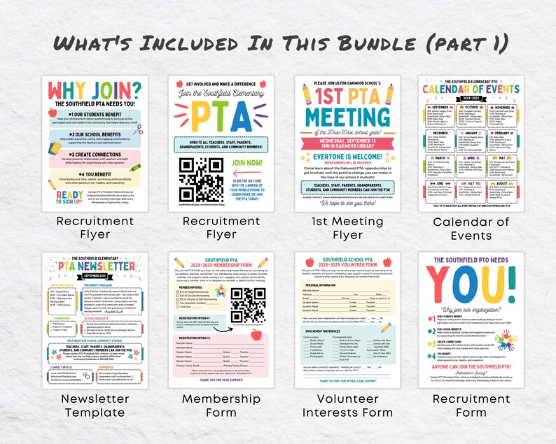 PTA PTO Flyers Bundle: Editable School Canva Templates (digital ...