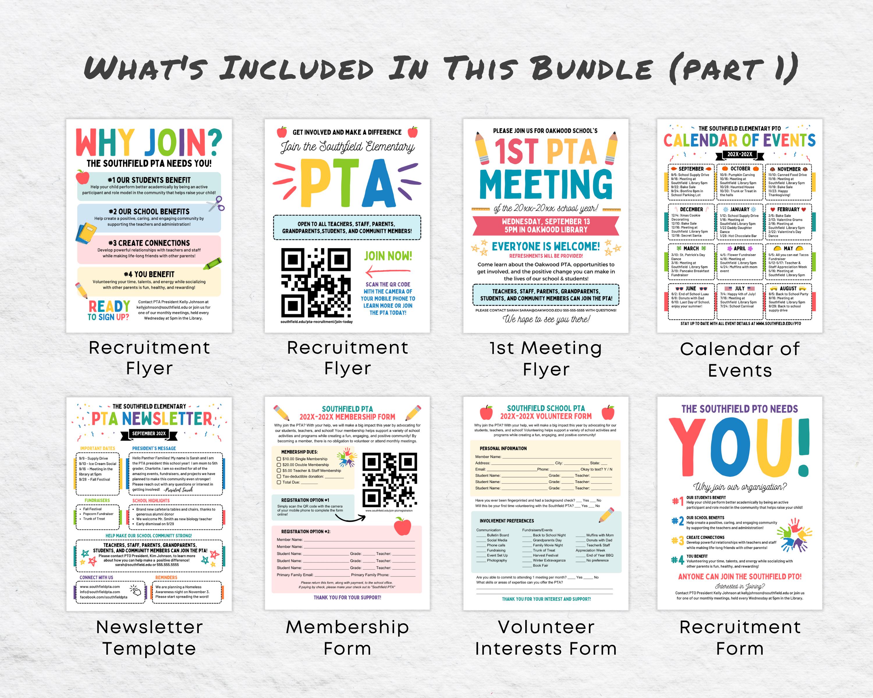 PTA PTO Flyers Bundle: Editable School Canva Templates (digital ...