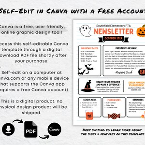 Editable October PTO PTA Newsletter Template Edit in Canva - Etsy